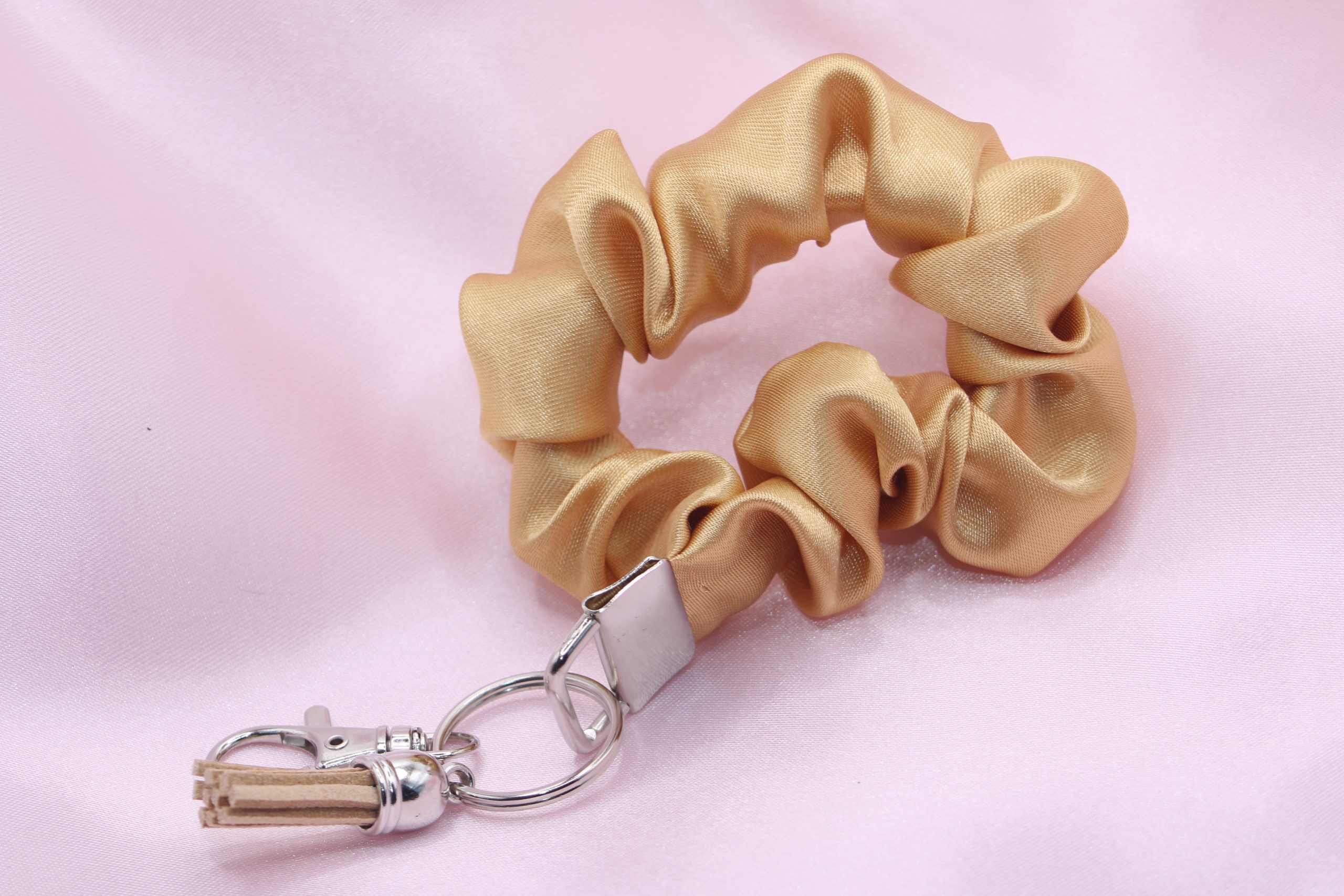 Gold Satin Scrunchie Wrist Keychain – Princess and Pooch Accessories ...